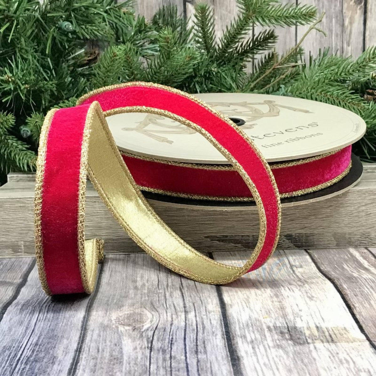 Hot Pink Ribbon with Gold Velvet Glitter Trim – Peace of Mind Designs
