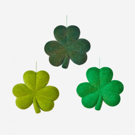 Flocked Shamrock, Sm, 3 Asst, PVC, 10" – Peace of Mind Designs